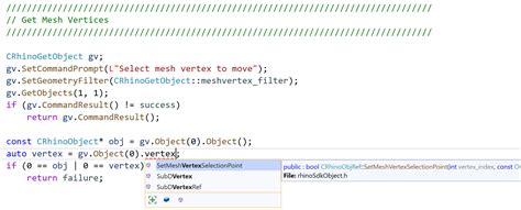 C Select Mesh Vertices Rhino Developer McNeel Forum