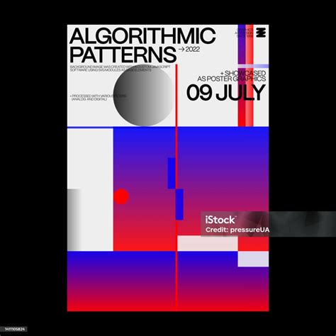 추상 테크노 레이브 포스터 그래픽 디자인 헬베티카 타이포그래피 미학과 기하학적 패턴 Brutalism에 대한 스톡 벡터 아트 및