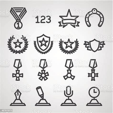 트로피 및 어워드란 아이콘 세트 1에 대한 스톡 벡터 아트 및 기타 이미지 1 1위 검은색 Istock