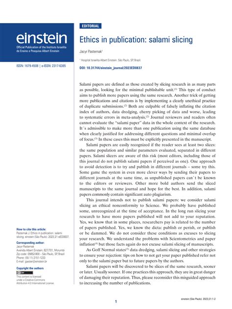 PDF Ethics In Publication Salami Slicing