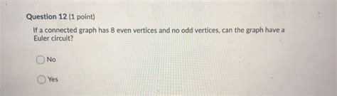 Solved Question Point If A Connected Graph Has Even Chegg