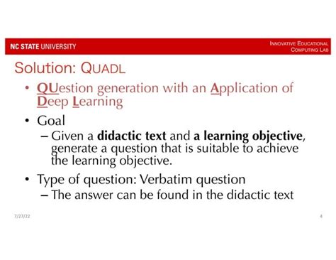 automatic question generation for evidence based online courseware