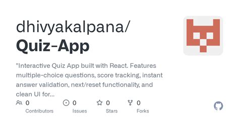 Github Dhivyakalpanaquiz App Interactive Quiz App Built With React Features Multiple