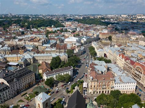 Premium Photo Ukraine Lviv City Center Old Architecture Drone Photo