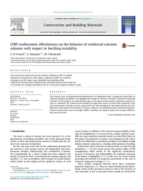 Cfrp Confinement Effectiveness On The Behavior Of Reinforced Concrete Columns With Respect To