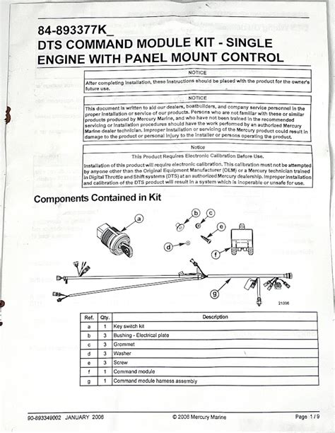 Mercury Smartcraft 84 893377k04 Command Module Kit Panel Mount New Oem Max Marine Outlet