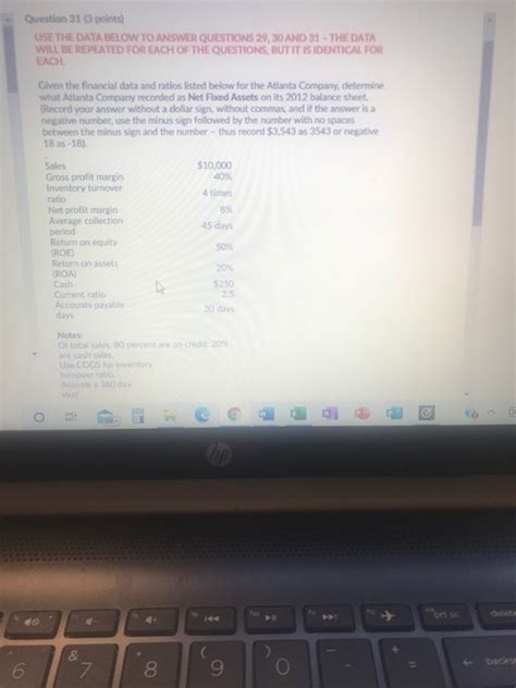 Solved Question Points USE THE DATA BELOW TO ANSWER Chegg