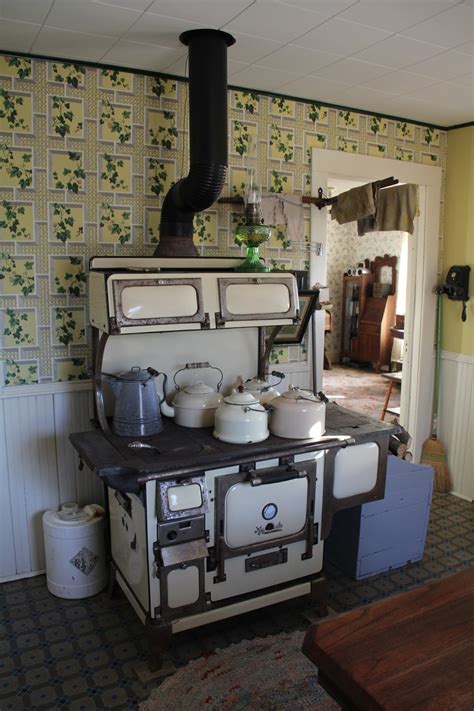 Antique Stove And Oven In Vintage Kitchen