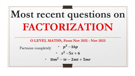 Factorization O Level Maths Revision Youtube