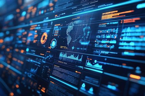 Futuristic Digital Interface With Various Graphs Charts And Data Visualizations Premium Ai