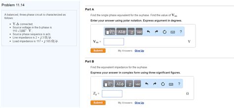 Solved Problem Part A A Balanced Three Phase Circuit Chegg