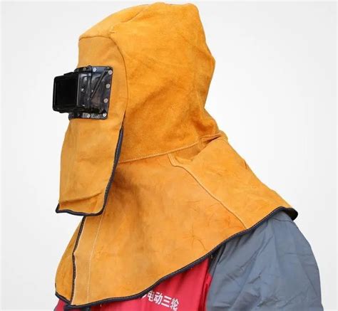 Cowhide Leather Welding Helmet Mask Heat Resistant Welding Hood Work