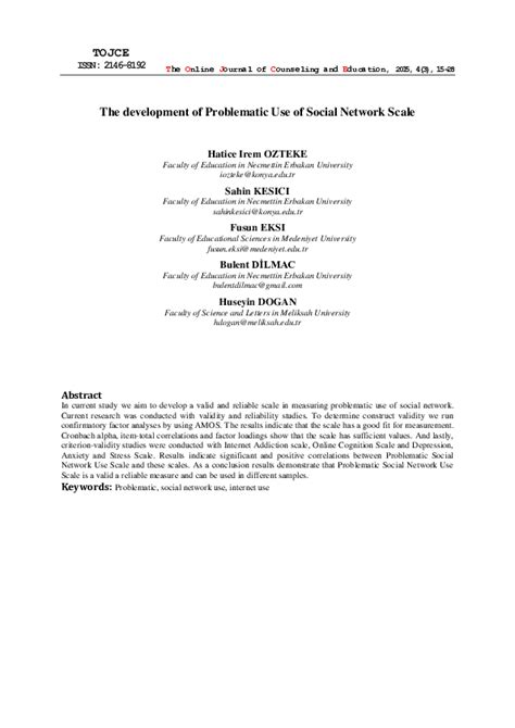 Pdf The Online Journal Of Counseling And Education 2015 43 15 28 Tojce The Development Of