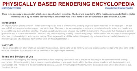 Physically Based Rendering Encyclopedia