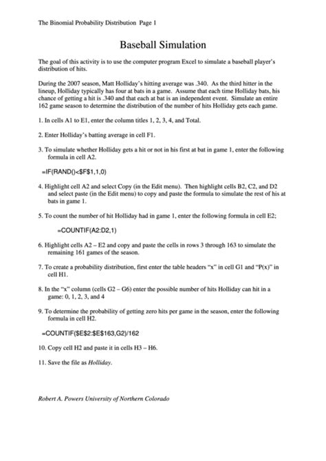 Binomial Simulation Printable Pdf Download