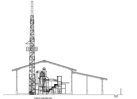 2d Design Of Left Side View Of Incinerator Factory In Autocad Cad File