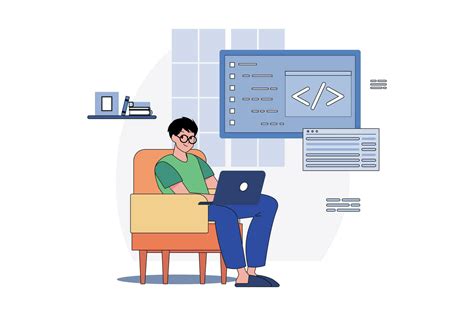 Engineer It Specialist Programmer Man Work At Home 26357136 Vector Art