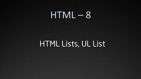 XHTML HTML 8 UnOrder List LearnWithSaad YouTube