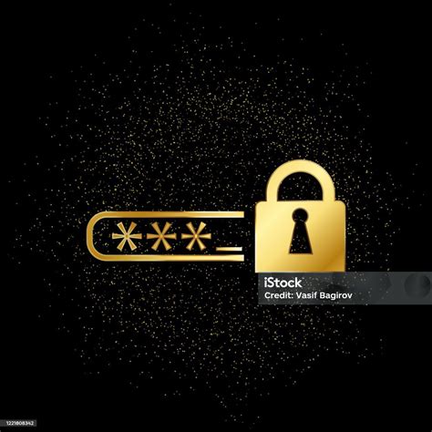 로그인 잠금 키 골드 아이콘 황금 입자 배경의 벡터 그림입니다 개념에 대한 스톡 벡터 아트 및 기타 이미지 개념 금 금속