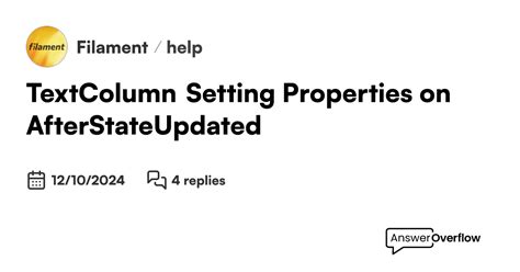 Textcolumn Setting Properties On Afterstateupdated Filament