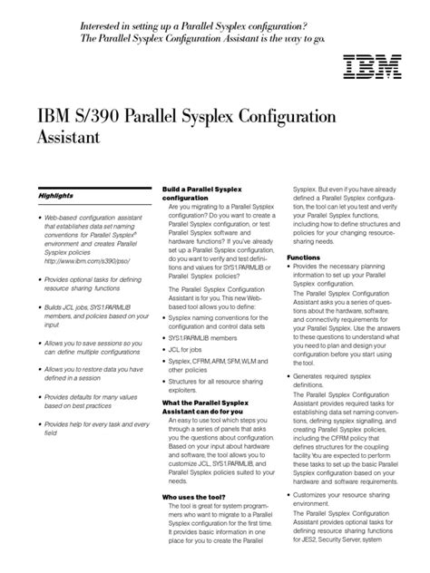 S390 Parallel Sysplex Configuration Assistant Download Free Pdf Cookie Operating System