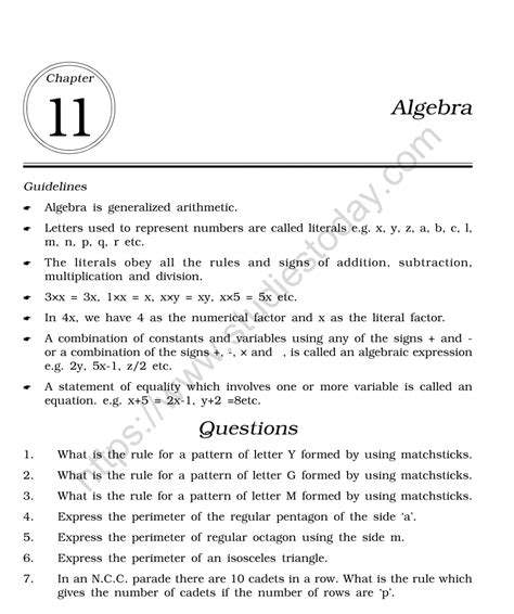 Class 6 Maths Algebra Worksheet Worksheets Library