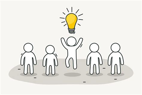 창조적인 지도자 가진 작은 백색 사람들 크리에이 티브 아이디어 영감 개념입니다 그려진된 만화를 손 또는 디자인 스케치 0명에 대한 스톡 벡터 아트 및 기타 이미지 Istock