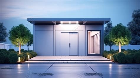 이동 주택의 알루미늄 미닫이문 입구를 보여주는 생생한 3d 일러스트레이션 멋진 배경 주택 배경 입구 배경 고급 가구 배경 이미지 Hd 주택 입구 고급 가구