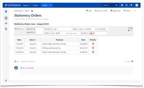 One Click Table Filtration In Confluence Stiltsoft