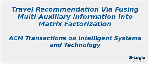 Travel Recommendation Via Fusing Multi Auxiliary Python Project S Logix S Logix