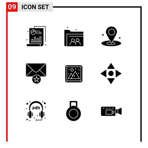 Paquete De 9 9 Moderno Sólido Glifos Señales Y Símbolos Para Web Impresión Medios De