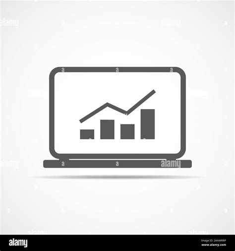 Growing Bar Graph On Laptop Screen Growing Chart In Flat Design Vector Illustration Stock