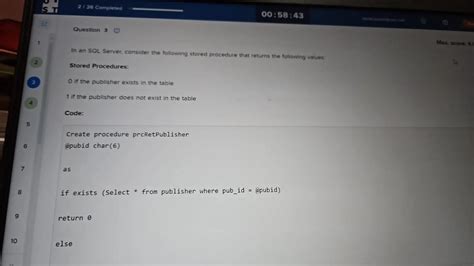 In An Sql Server Consider The Following Stored Procedure That Returns The Following Values