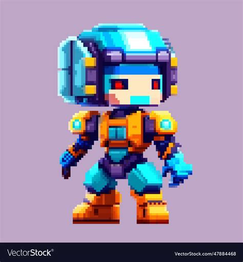 Robot Monster Pixel Art Character For Bit Game Vector Image