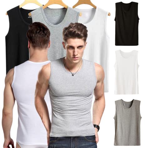 [ส่งเร็วพิเศษ ] T 01 เลื้อกล้ามผู้ชาย เสื้อแขนกุดสีพื้น ใส่สบาย Th