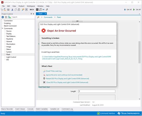 Dlp2010evm Lc Failed To Write Internal Pattern Data To Firmware Using Advanced Gui Dlp