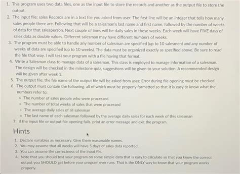 Solved 1 This Program Uses Two Data Files One As The Input