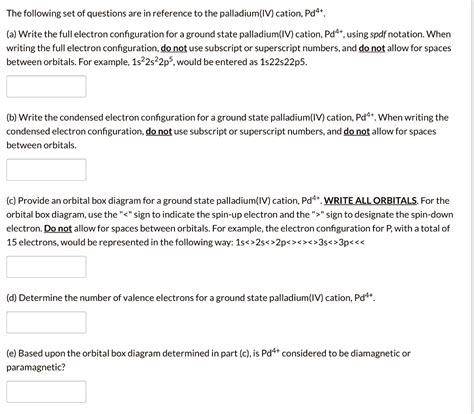 Solved The Following Set Of Questions Are In Reference To The Palladium Iv Cation Pd4 A