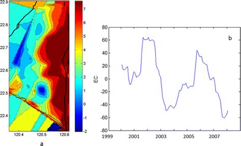 first spatial eof wgs 84 latitude y axis and longitude x axis a