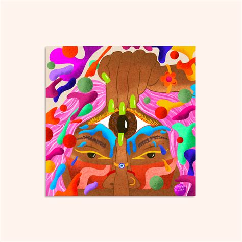 Synesthesia Art Print Girl With Third Eye And Colourful Explosion