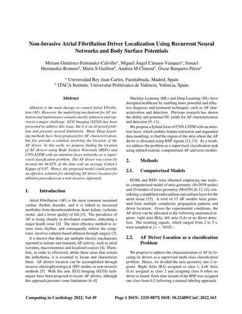 Pdf Non Invasive Atrial Fibrillation Driver Localization Using Recurrent Neural Networks And