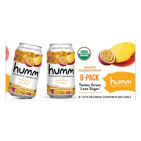 Humm Organic Mango Passion Kombucha 12 Fl Oz 8 Count Same Day