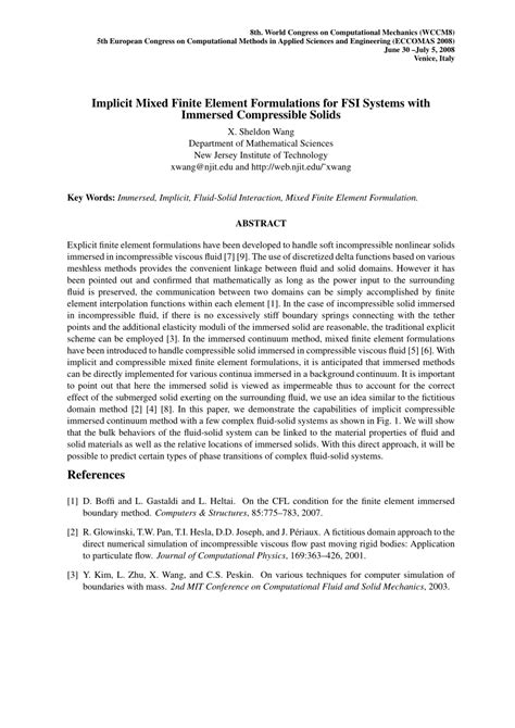 Pdf Implicit Mixed Finite Element Formulations For Fsi Systems With