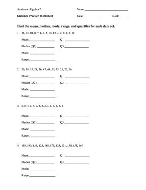 Find The Mean Median Mode Range And Quartiles For Each Fill And Sign Printable Template Online