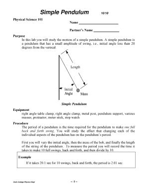 Fillable Online Simple Pendulum 1010 Dr Robert MacKay Fax Email Print PdfFiller