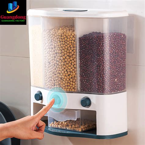 벽걸이 주방 자동 시리얼 디스펜서 쌀 디스펜서 쌀 저장 버킷 곡물 저장 탱크 가정용 건조 식품 오리 용기보틀 잼병 And 상자 Aliexpress