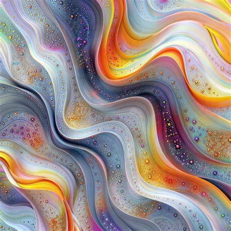 Swirling Colorful Fluid Patterns With Iridescent Droplets Generative Ai Stock Illustration