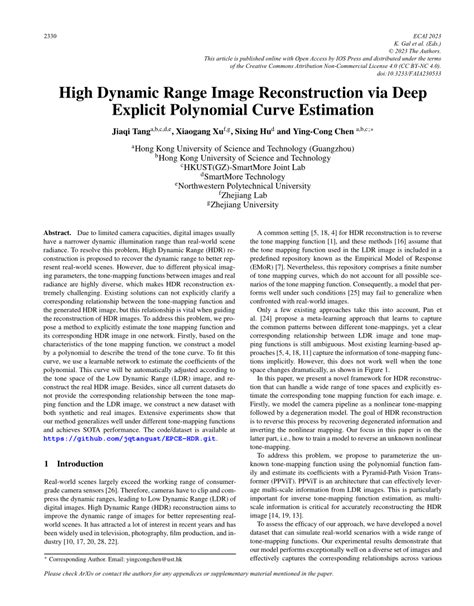 Pdf High Dynamic Range Image Reconstruction Via Deep Explicit Polynomial Curve Estimation