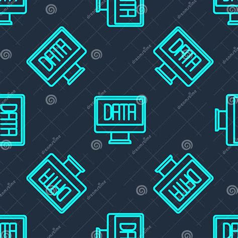 Green Line Data Analysis Icon Isolated Seamless Pattern On Blue Background Business Data