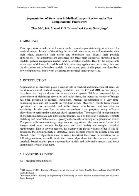 Pdf Segmentation Of Structures In Medical Images Review And A New